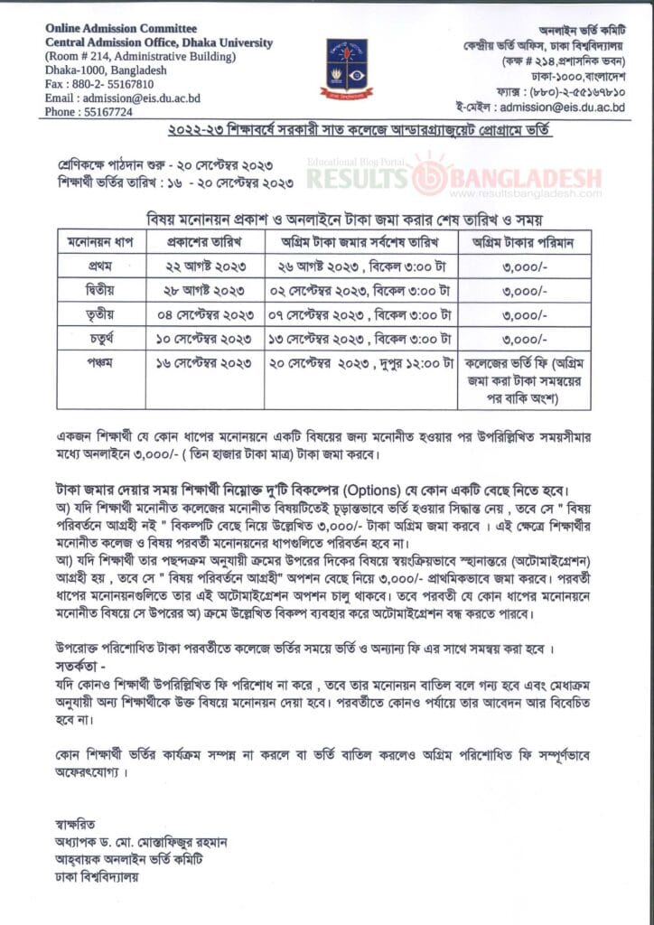 DU 7 College Admission Result | 4th Merit List | Results Bangladesh